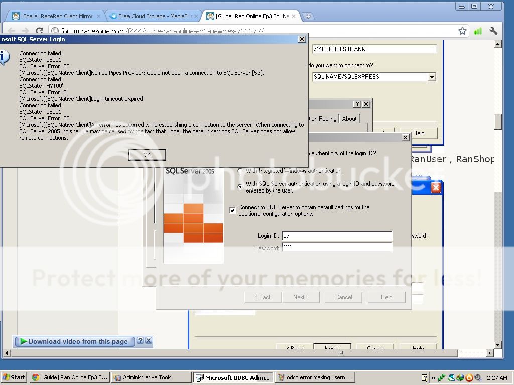 [Help] Error odcb log in name and pass | RaGEZONE - MMO Development Forums
